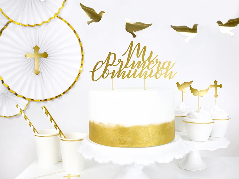 Topper Mi Primera Comunión oro en la tienda online • Mi Fiesta de Papel
