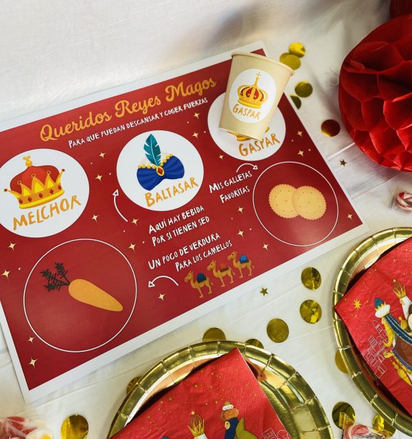 Pack mantelito y pegatinas Reyes Magos • Mi Fiesta de Papel